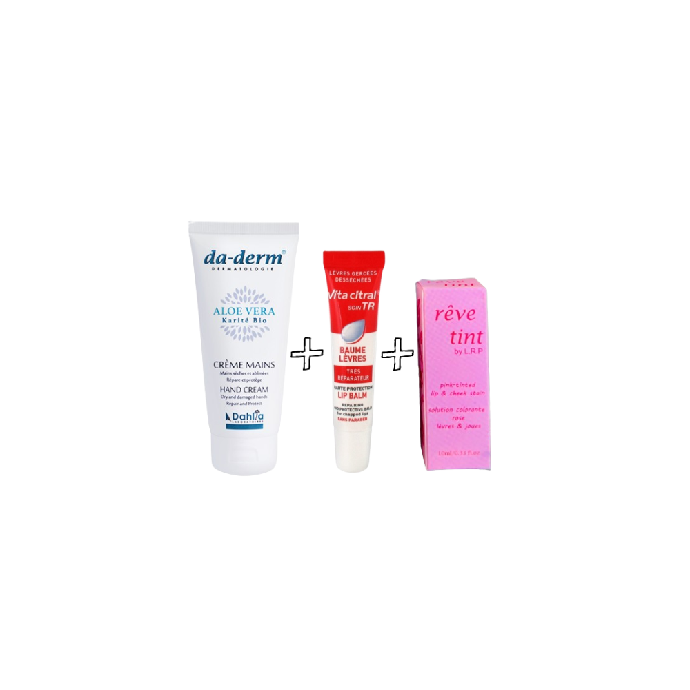 PACK - CREME A MAINS DA DERM + BAUME A LEVRES VITACITRAL + REVE TIN...